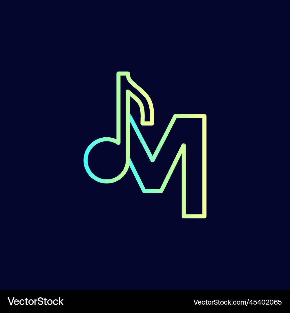 Music note logo design brand letter m Royalty Free Vector