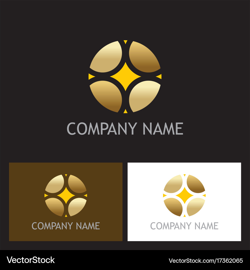 Round abstract geometry gold business logo Vector Image