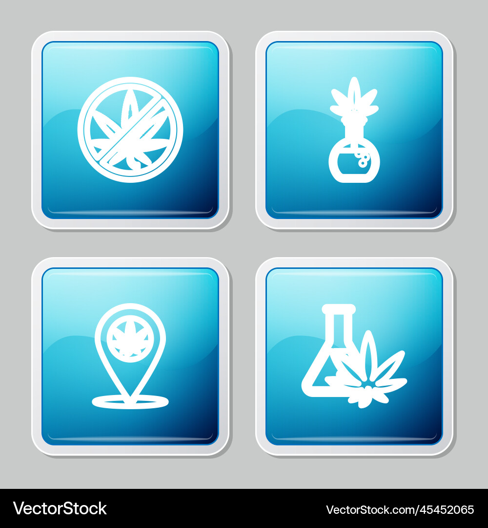 Set line stop marijuana test tube with location Vector Image