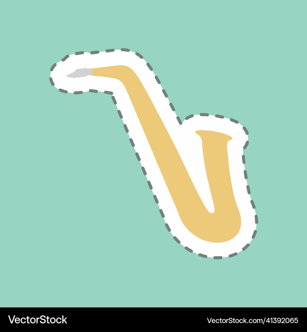 Sticker saxophone line cut - simple good Vector Image