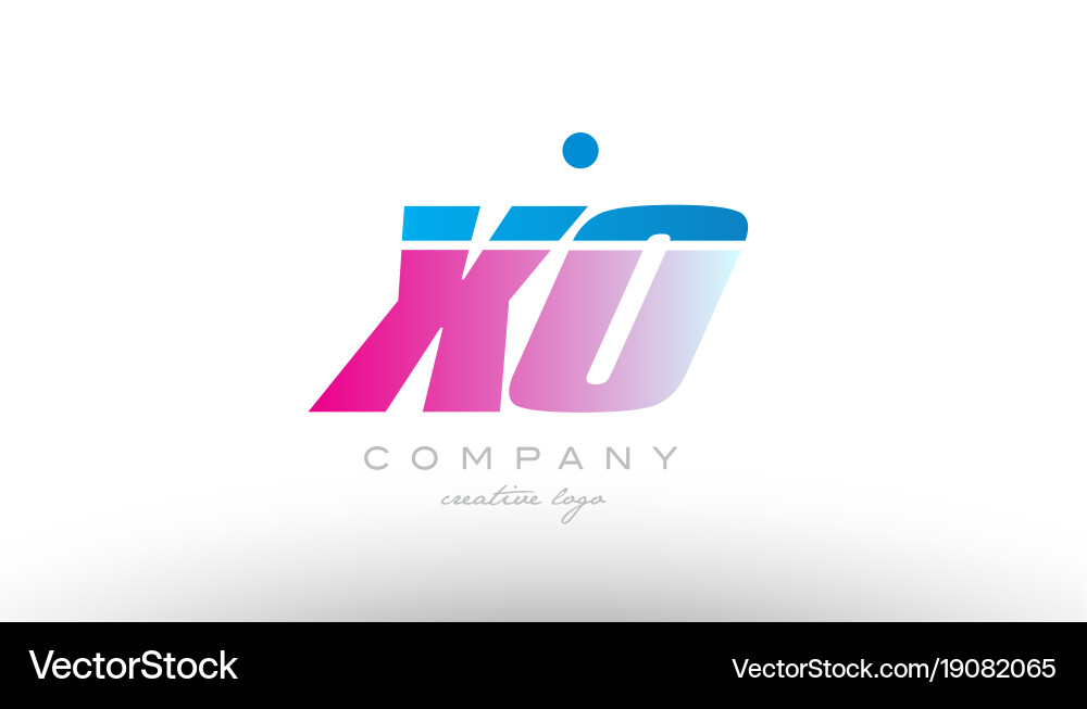Xo x o alphabet letter combination pink blue bold Vector Image