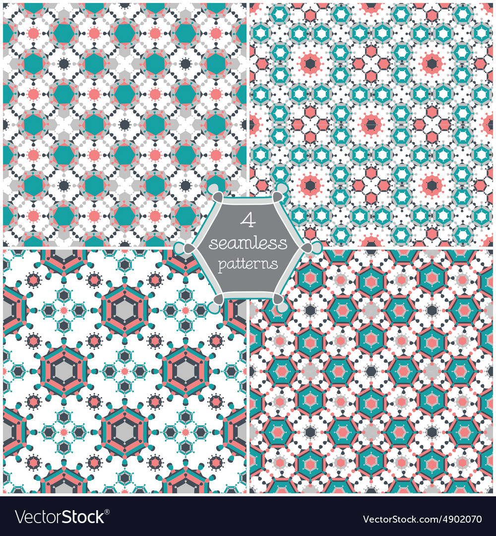4 different seamless patterns tiling Royalty Free Vector