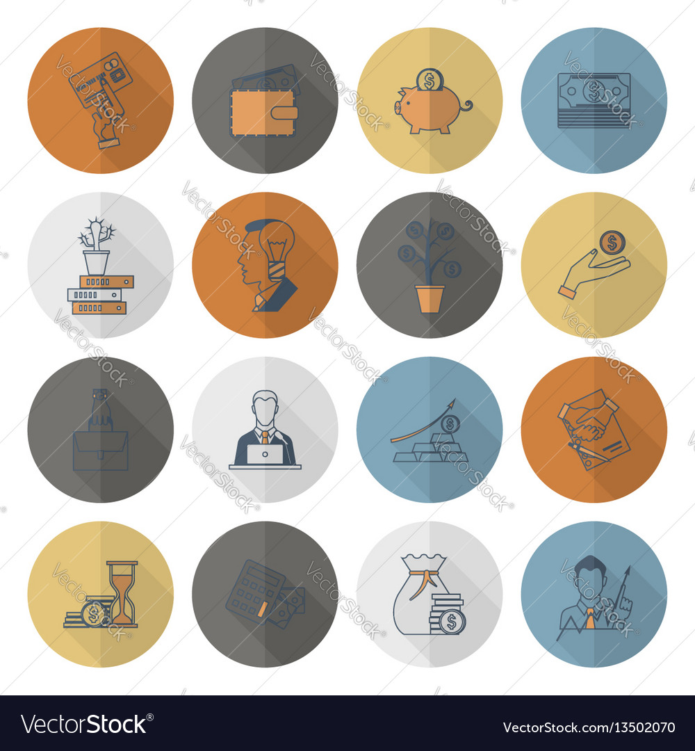 Business and finance icon set Royalty Free Vector Image