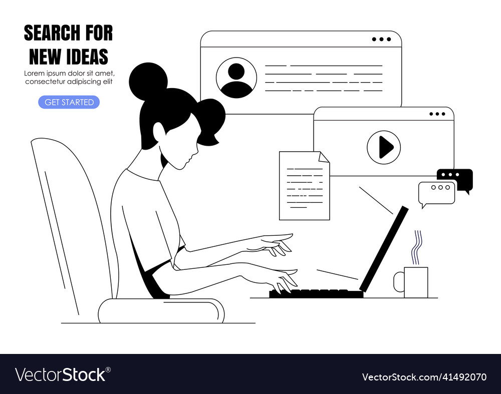 Business woman programmer work on laptop Vector Image