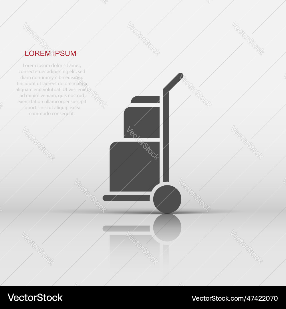 Cargo trolley icon in flat style delivery box Vector Image