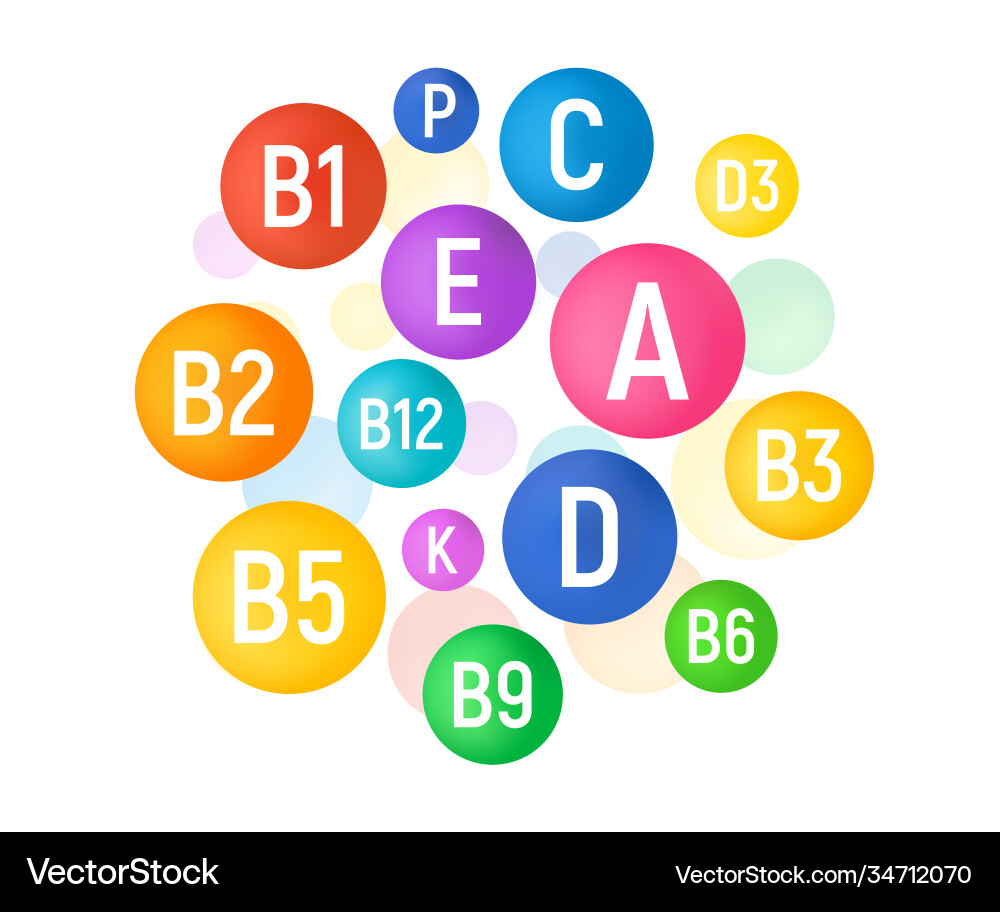 Colorful vitamin complex with glossy balls Vector Image