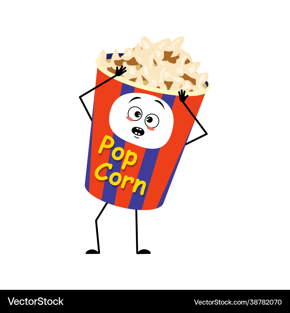 Cute popcorn character in a holiday box Royalty Free Vector