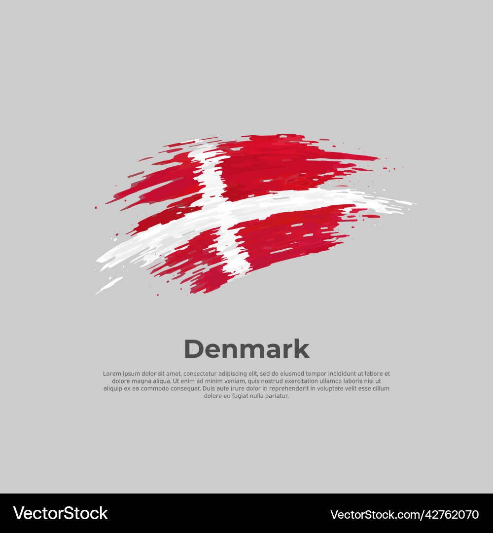 Denmark flag brush painted danish on a white Vector Image
