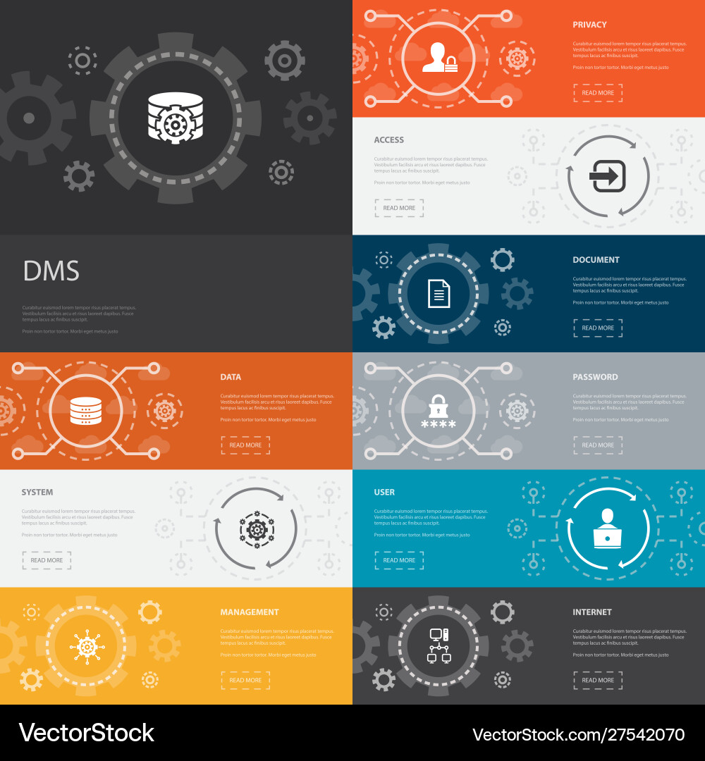 Dms infographic 10 line icons banners system Vector Image