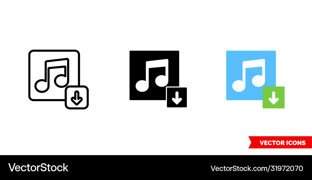 Download music icon 3 types isolated Royalty Free Vector