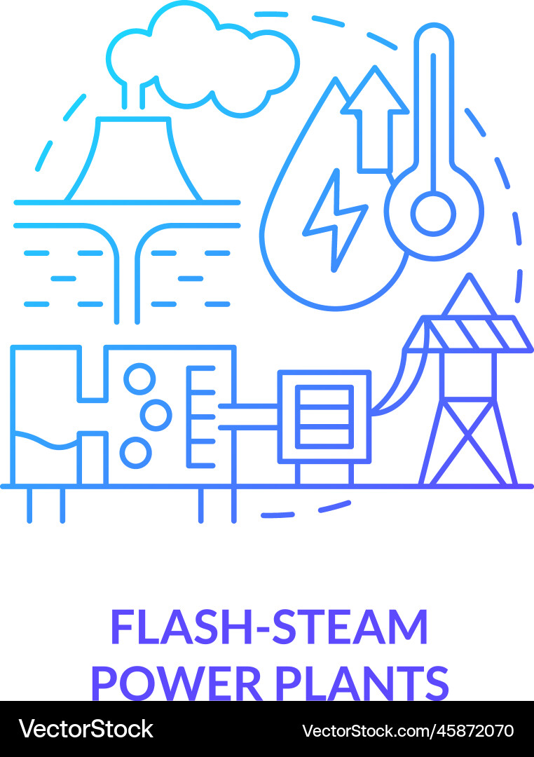 Flash-steam power plant blue gradient concept icon