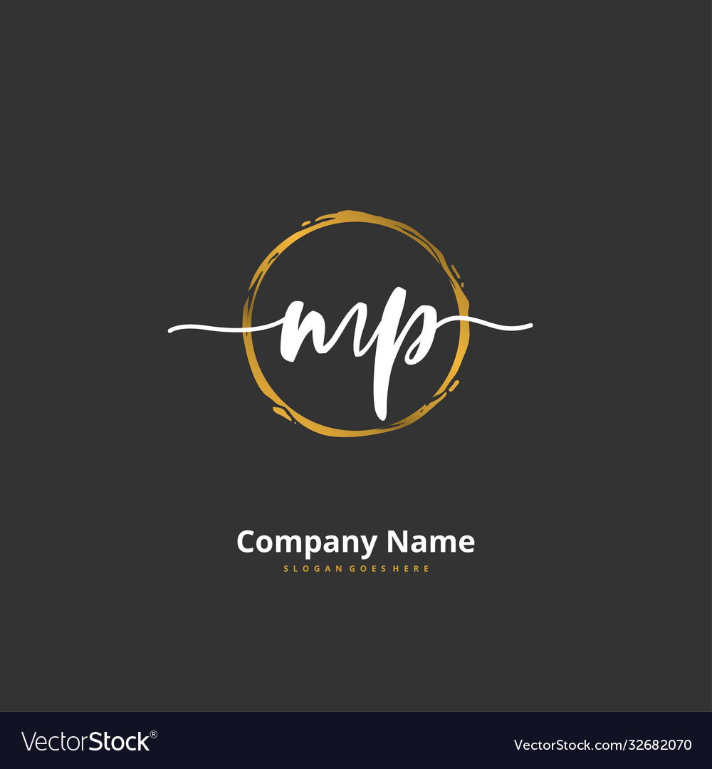 M p mp initial handwriting and signature logo Vector Image