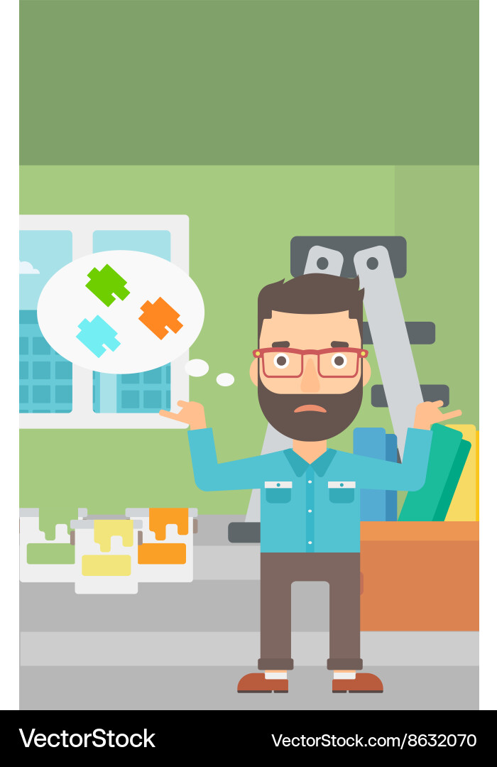 Man choosing paint color Royalty Free Vector Image