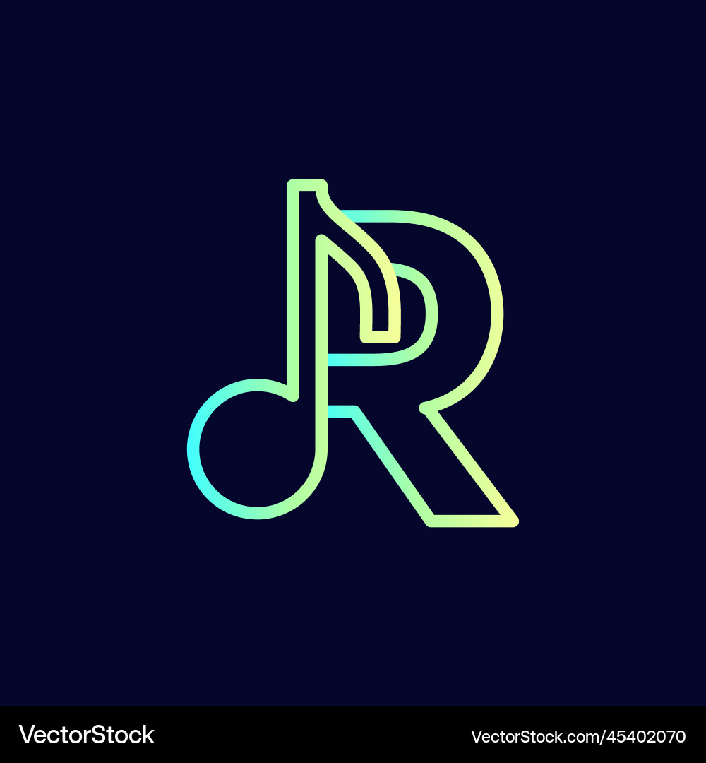 Music note logo design brand letter r Royalty Free Vector