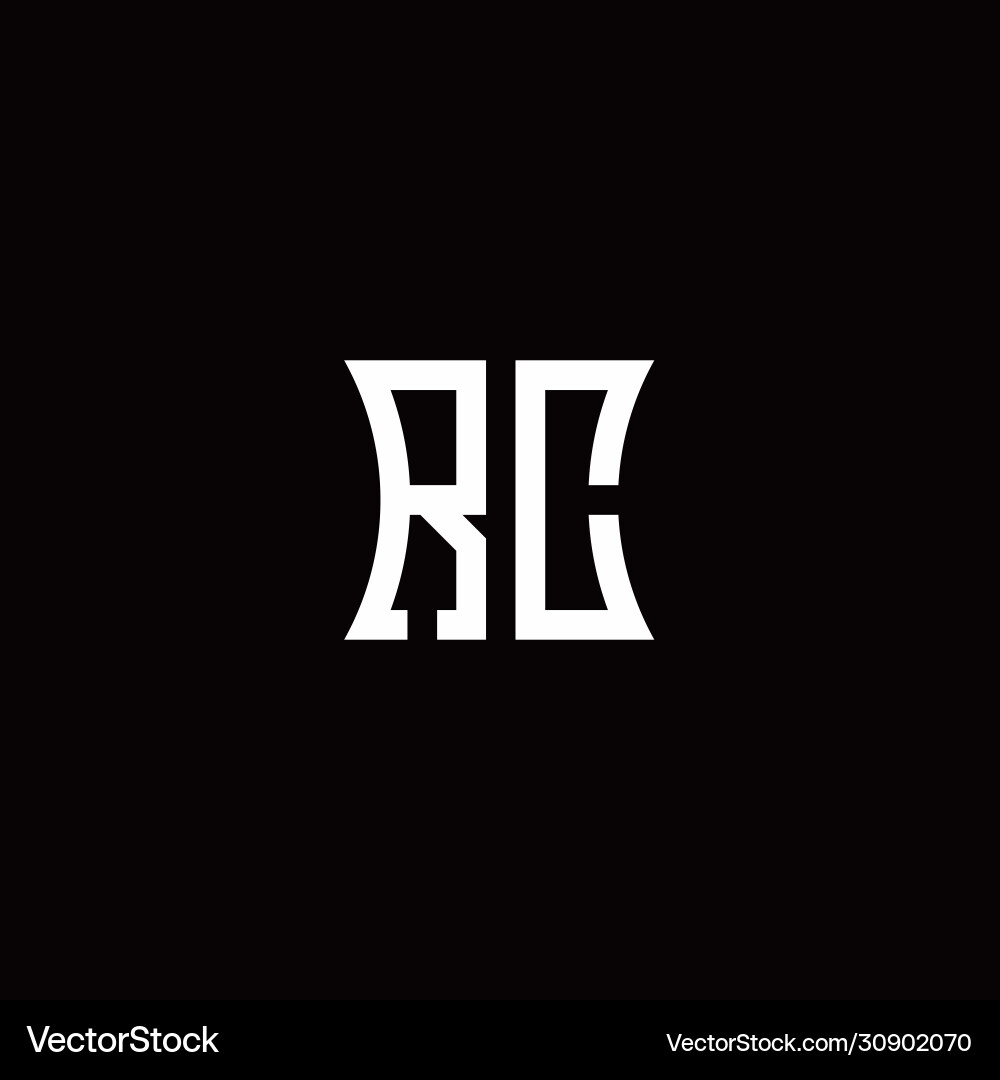 Rc monogram logo letter with curved side style Vector Image