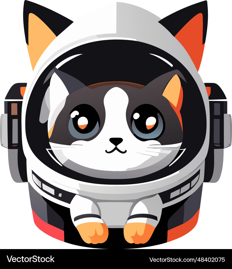 Astronaut cute cat on white background avartar Vector Image