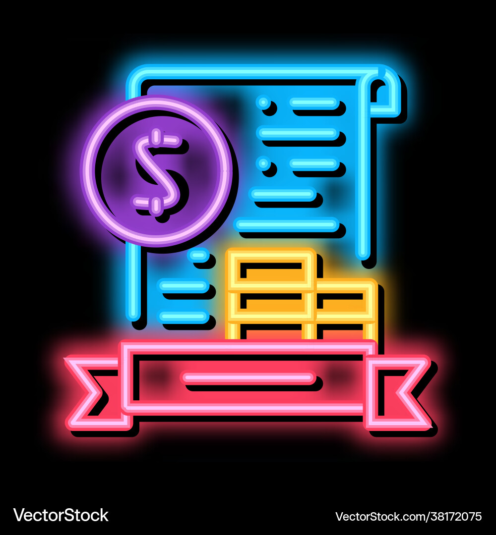 Banking license neon glow icon Royalty Free Vector Image