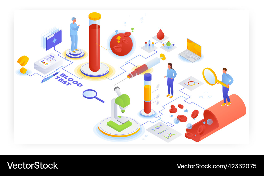 Blood test isometric medical Royalty Free Vector Image