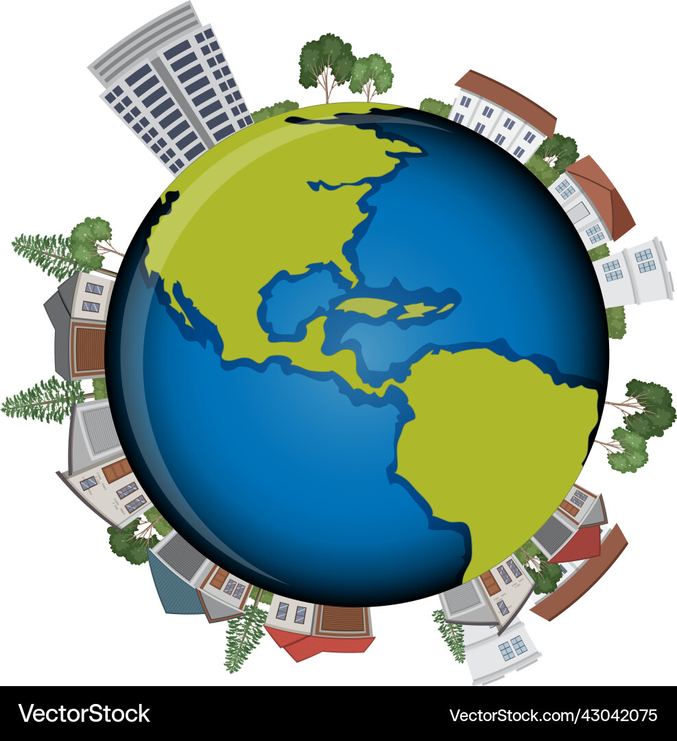 Building on the sphere earth three hundred sixty Vector Image