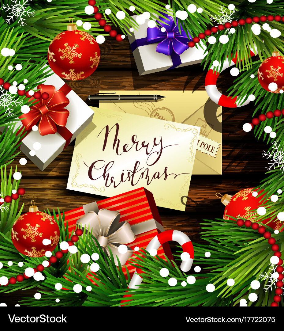 Christmas design on wood Royalty Free Vector Image