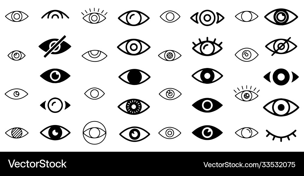 Eyes and eye icon set collection Royalty Free Vector Image