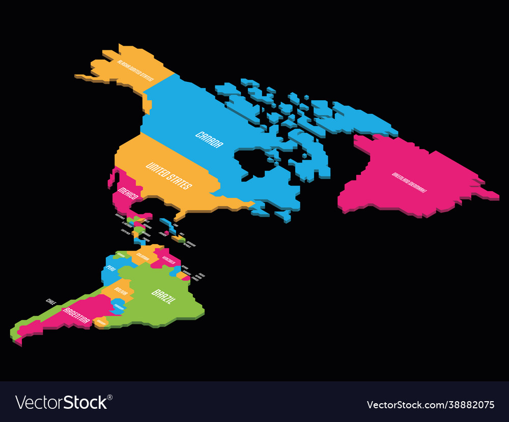 Isometric political map americas Royalty Free Vector Image Isometric political map americas Royalty Free Vector Image