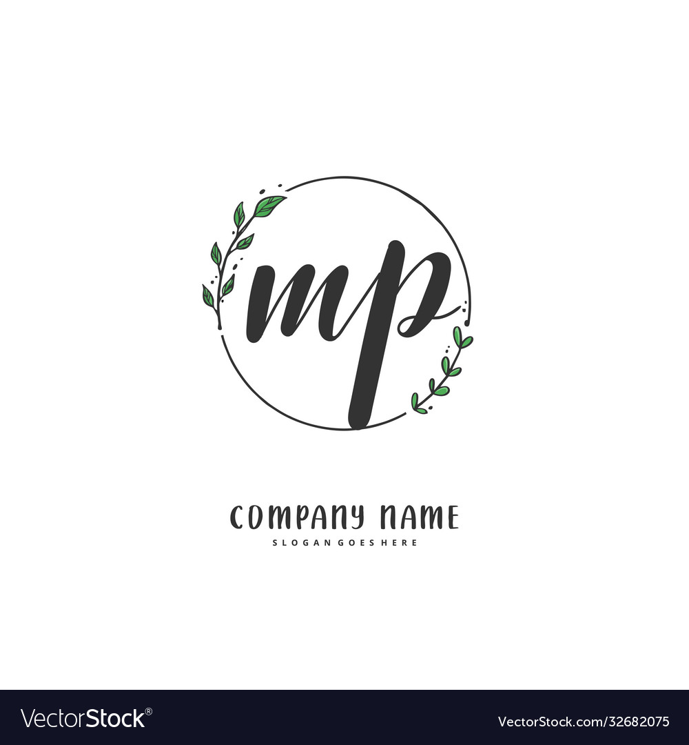 M p mp initial handwriting and signature logo Vector Image