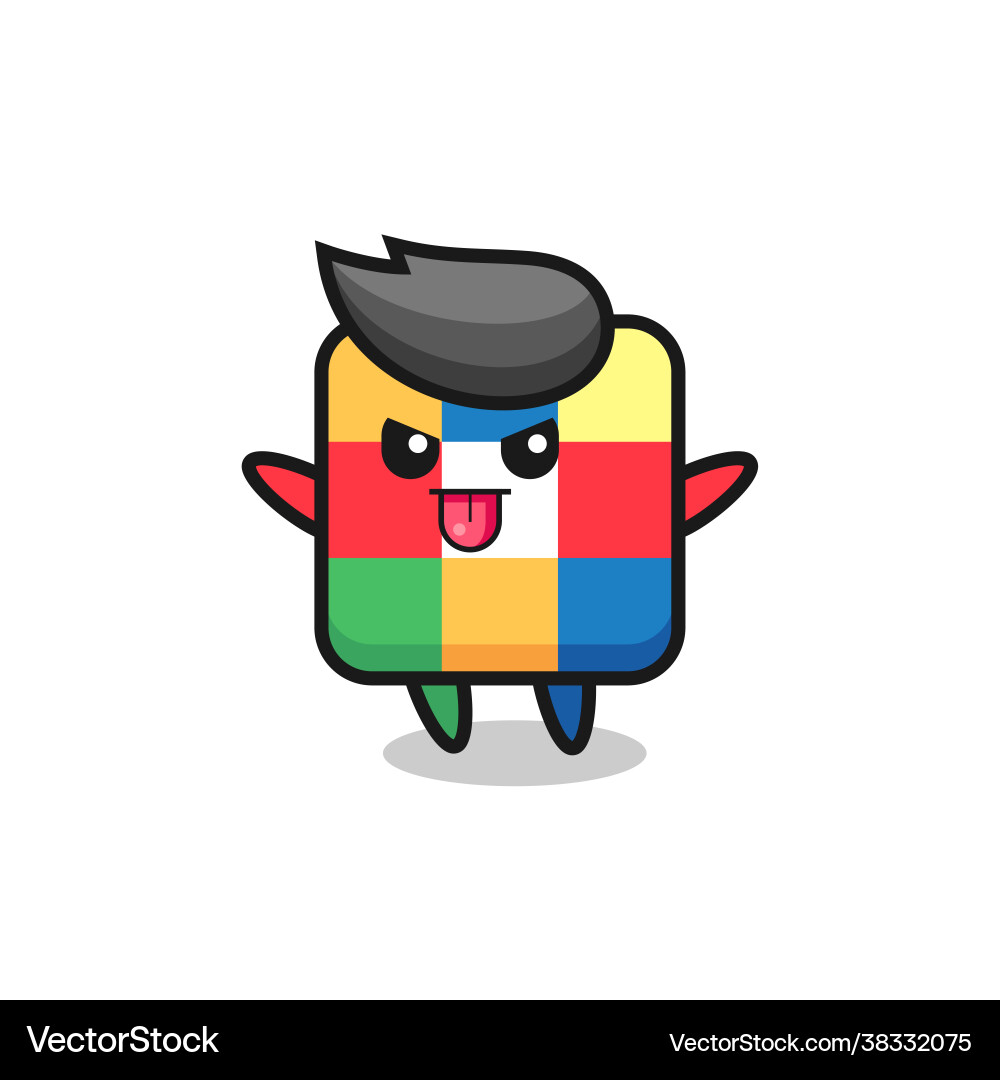 Naughty rubik cube character in mocking pose Vector Image