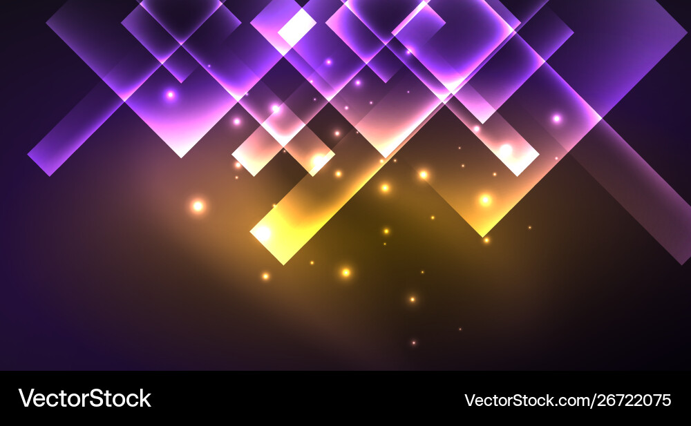 Neon shiny color squares on black modern template Vector Image