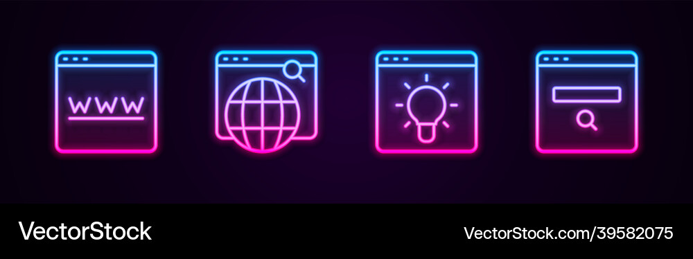 Set Line Browser Window Search Engine Royalty Free Vector