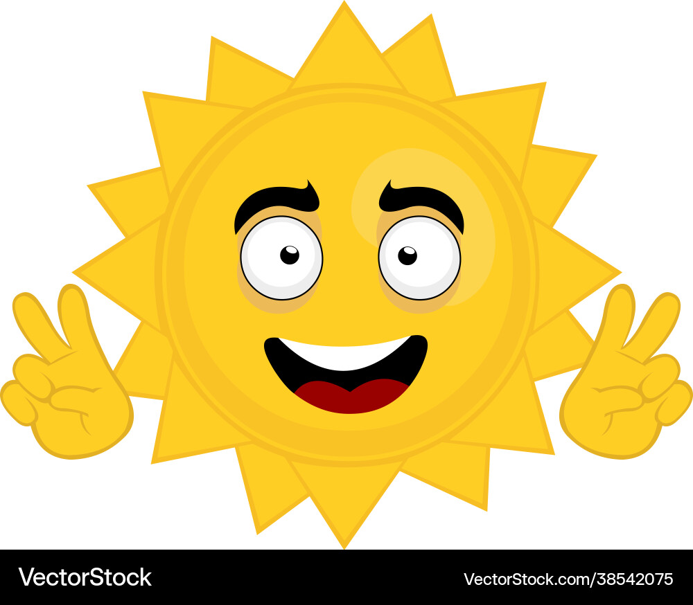 Sun cartoon gesture love peace Royalty Free Vector Image