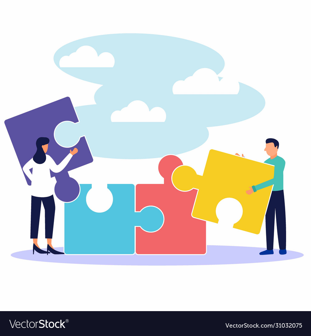 Teamwork together in company people pick up Vector Image