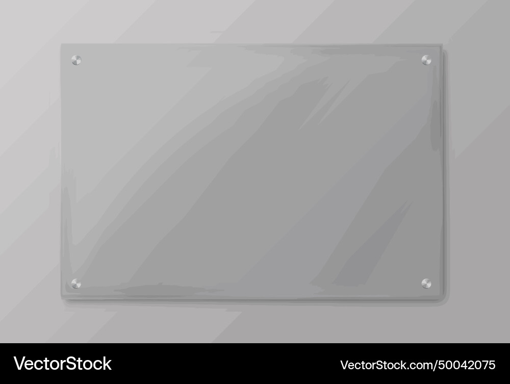 Transparent glass plate on grey wall Royalty Free Vector