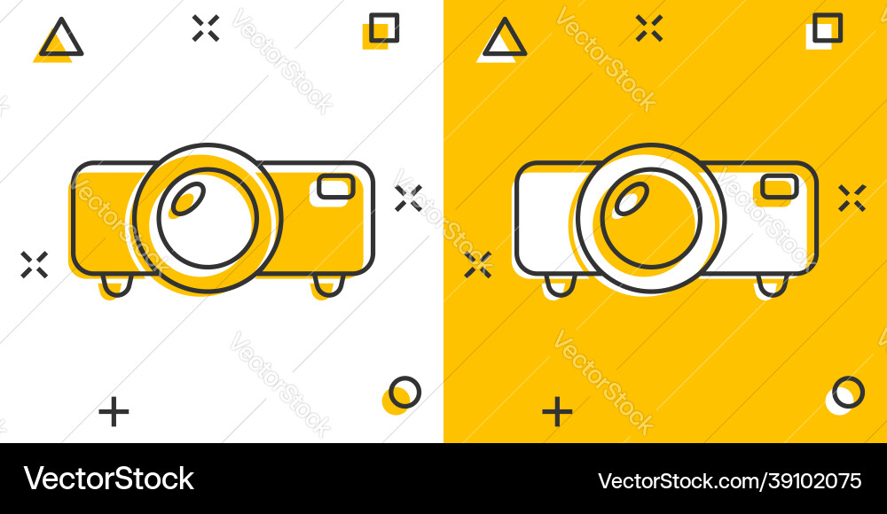 Video projector sign icon in comic style cinema Vector Image