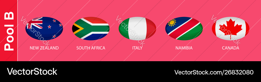 5 flags in style a rugby ball flags Royalty Free Vector