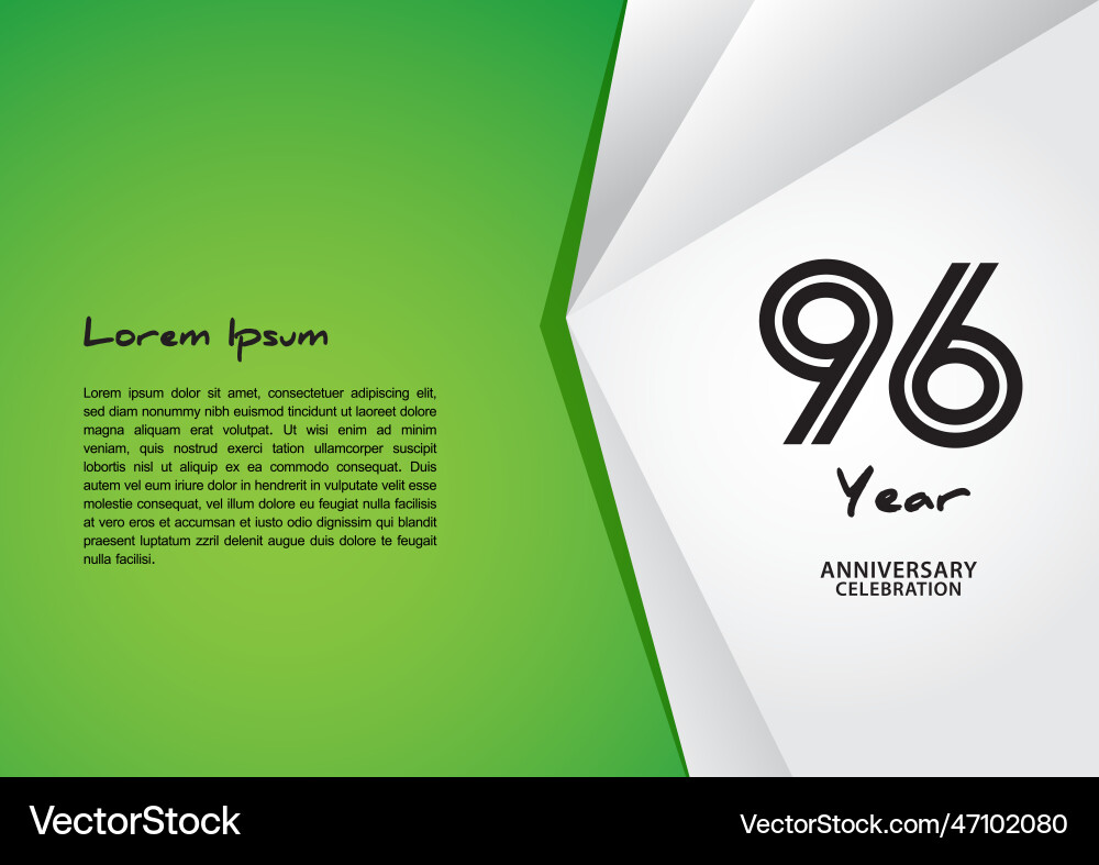 96 year anniversary celebration logotype on green Vector Image