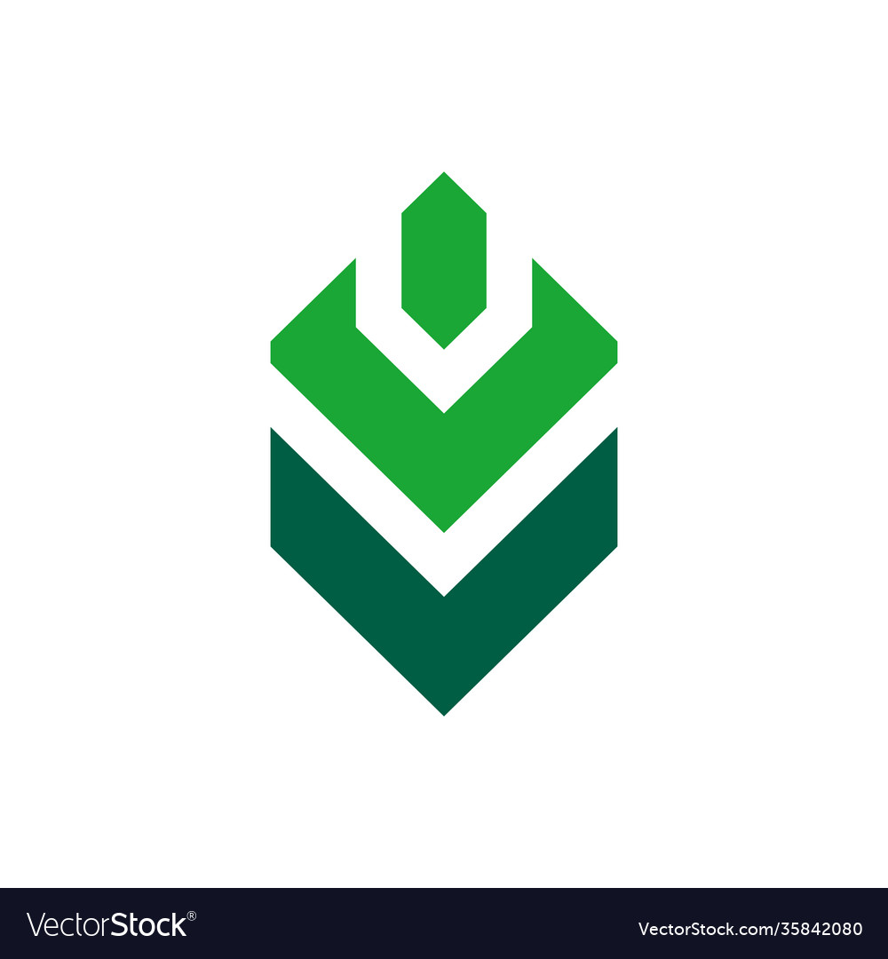 Abstract hexagon shape logo green color on white Vector Image