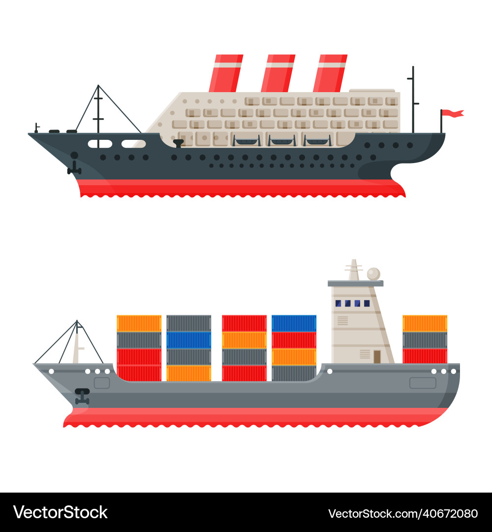 Cargo ship or freighter as watercraft swimming Vector Image