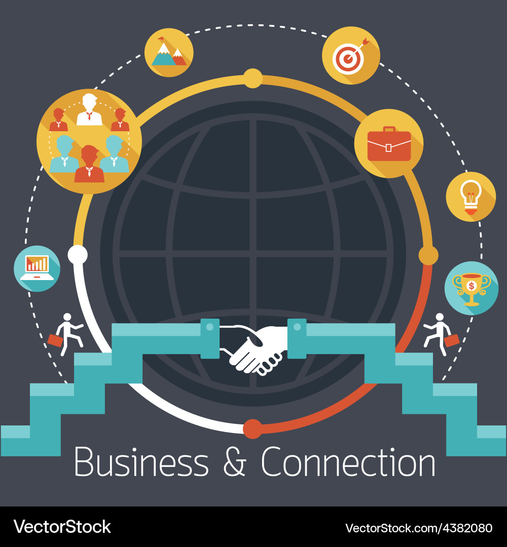 Connection concept shake hands business icons Vector Image