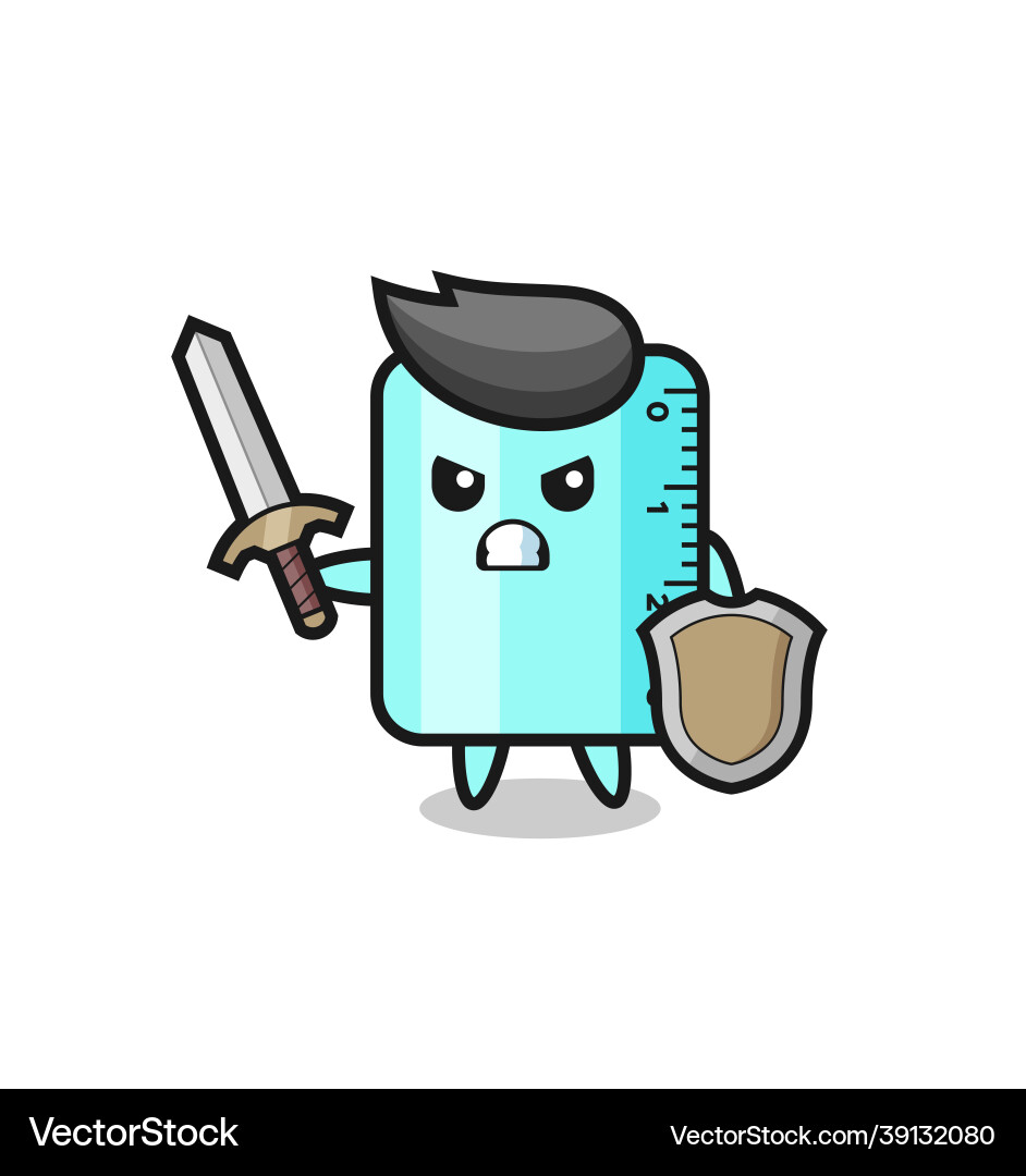 Cute ruler soldier fighting with sword and shield Vector Image