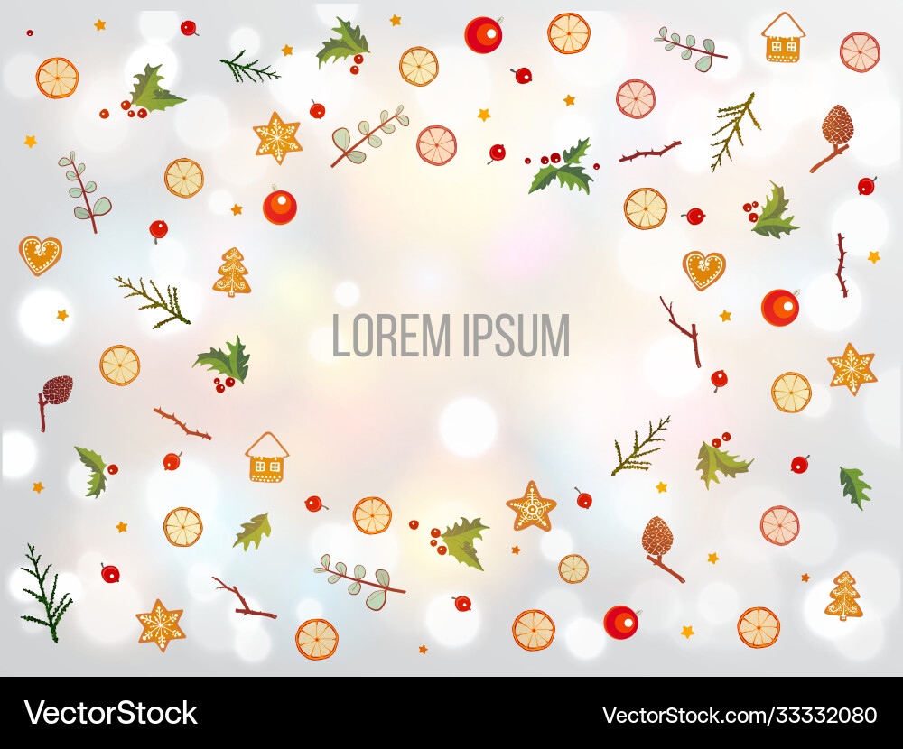 Greeting card with christmas decorations on white Vector Image