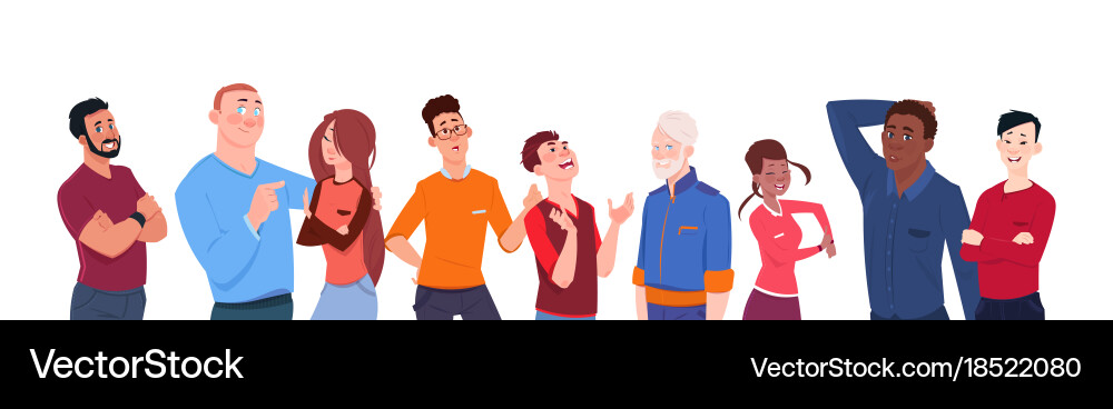 Group people mix race cartoon different age Vector Image