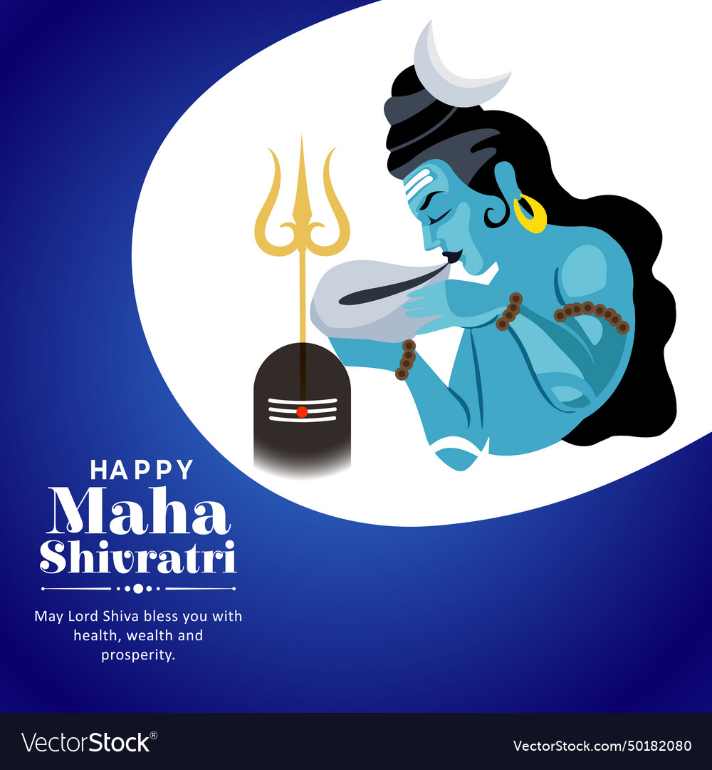 Happy maha shivratri greeting card design Vector Image