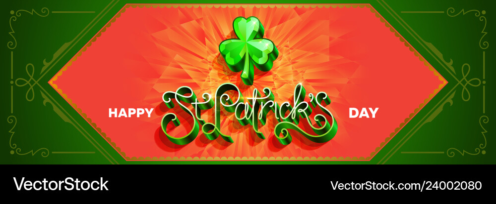 Happy saint patricks day greeting poster with 3d Vector Image