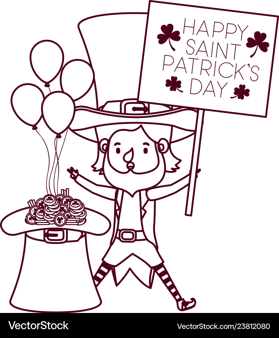 Happy saint patricks day label with leprechaun Vector Image