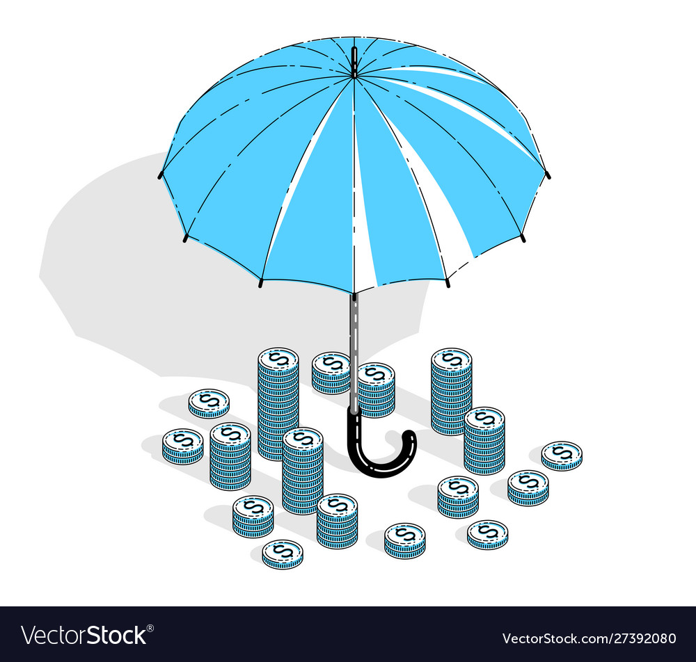 Insurance concept umbrella with cash money dollar Vector Image