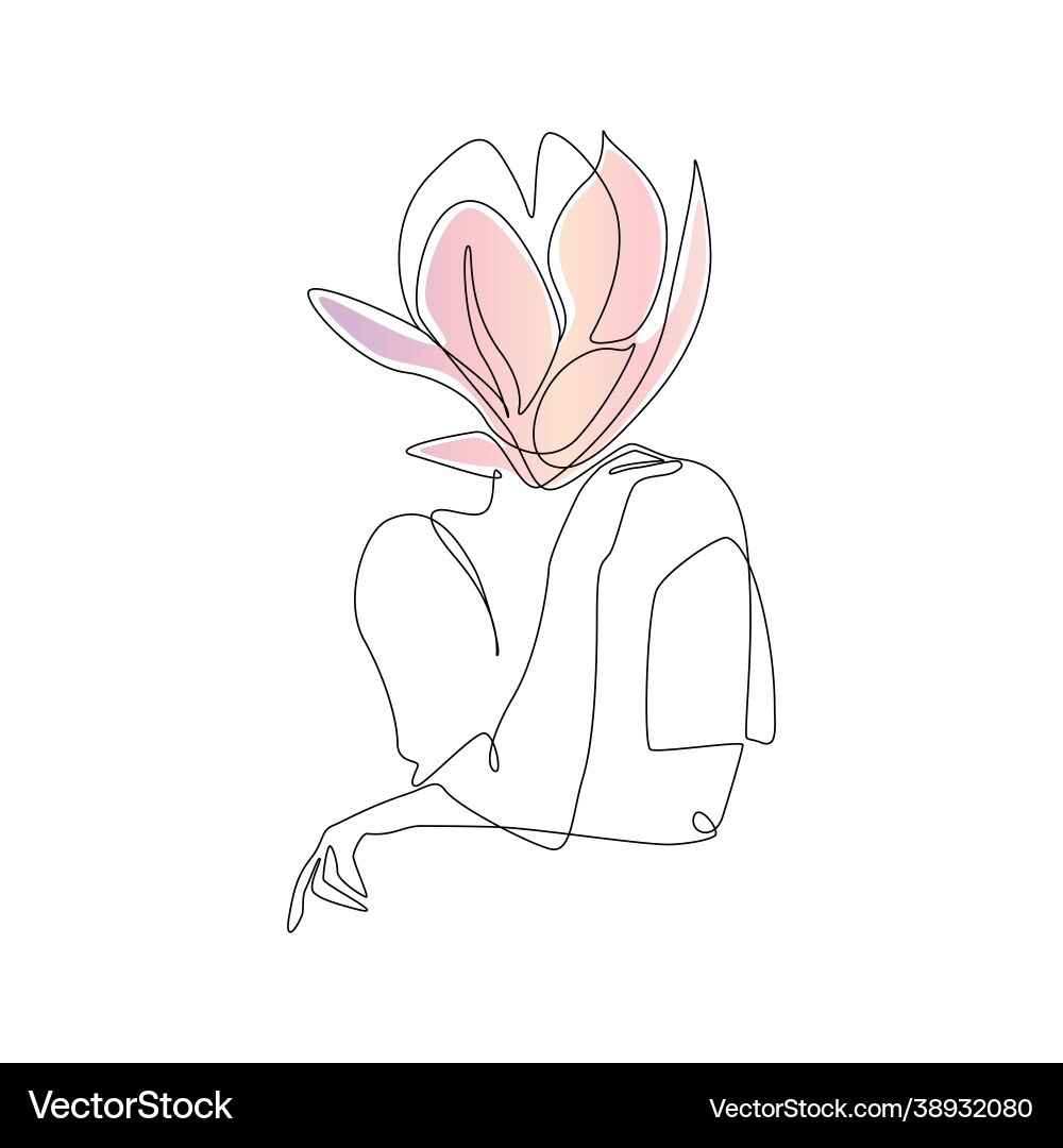 One continuous line drawing abstract woman body Vector Image