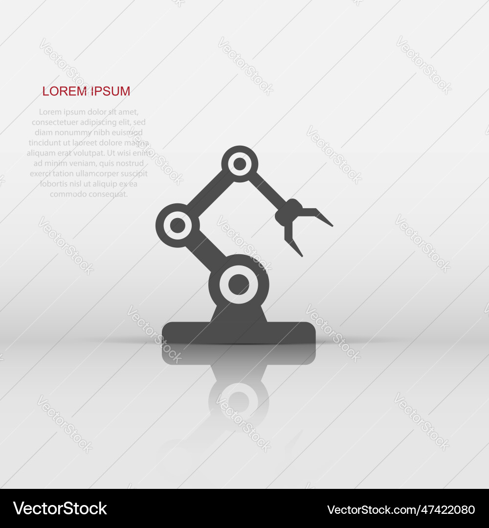 Robot arm icon in flat style mechanic manipulator Vector Image