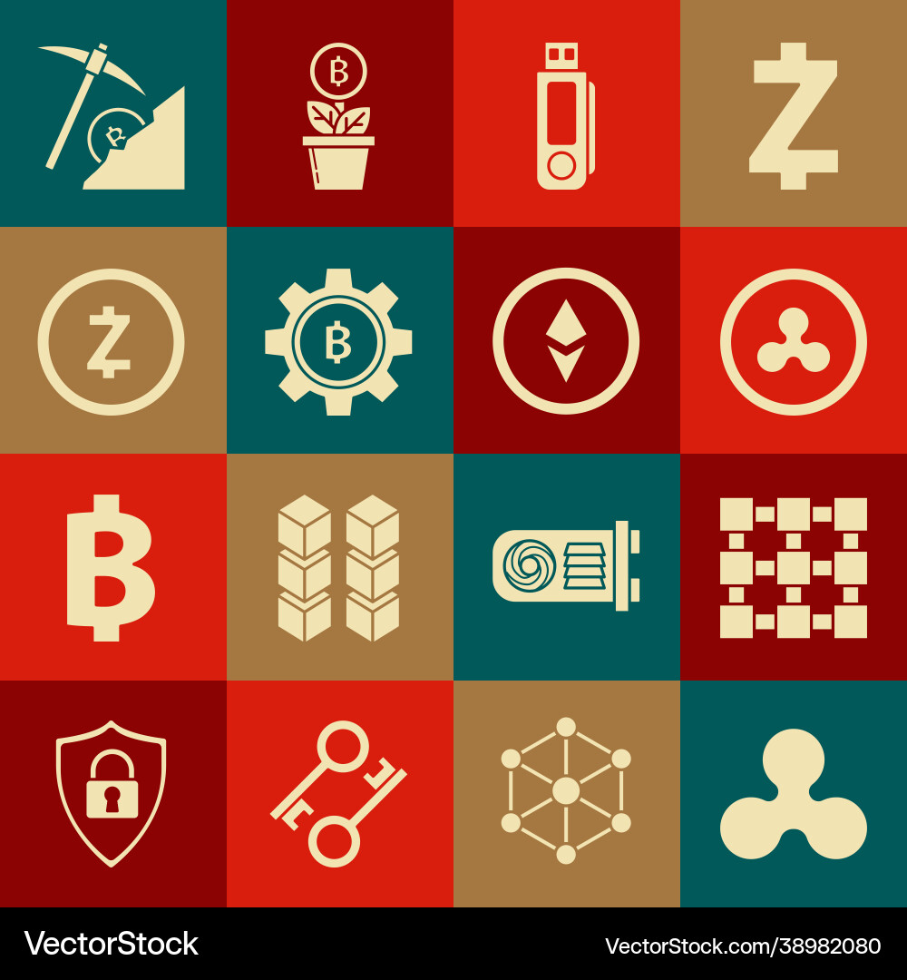 Set cryptocurrency coin ripple xrp blockchain Vector Image