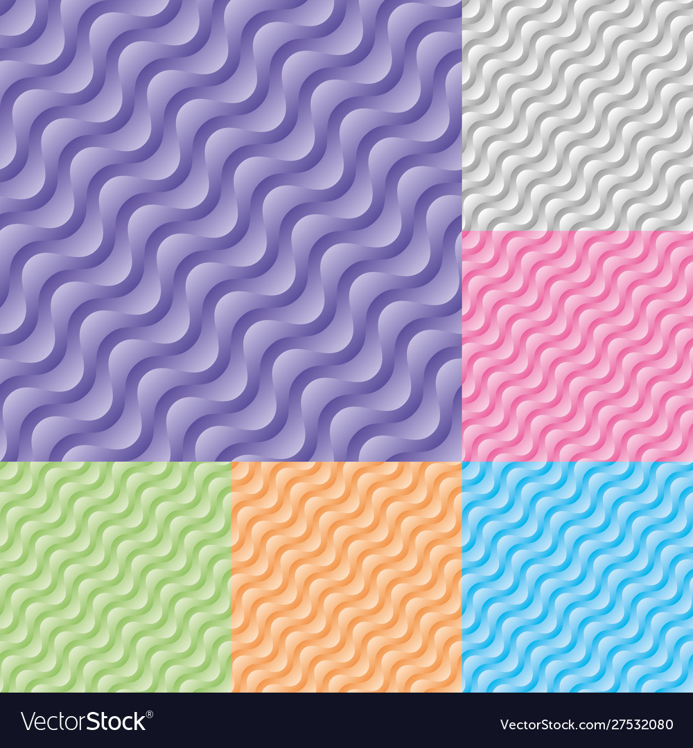 Set diagonal wavy stream seamless pattern Vector Image